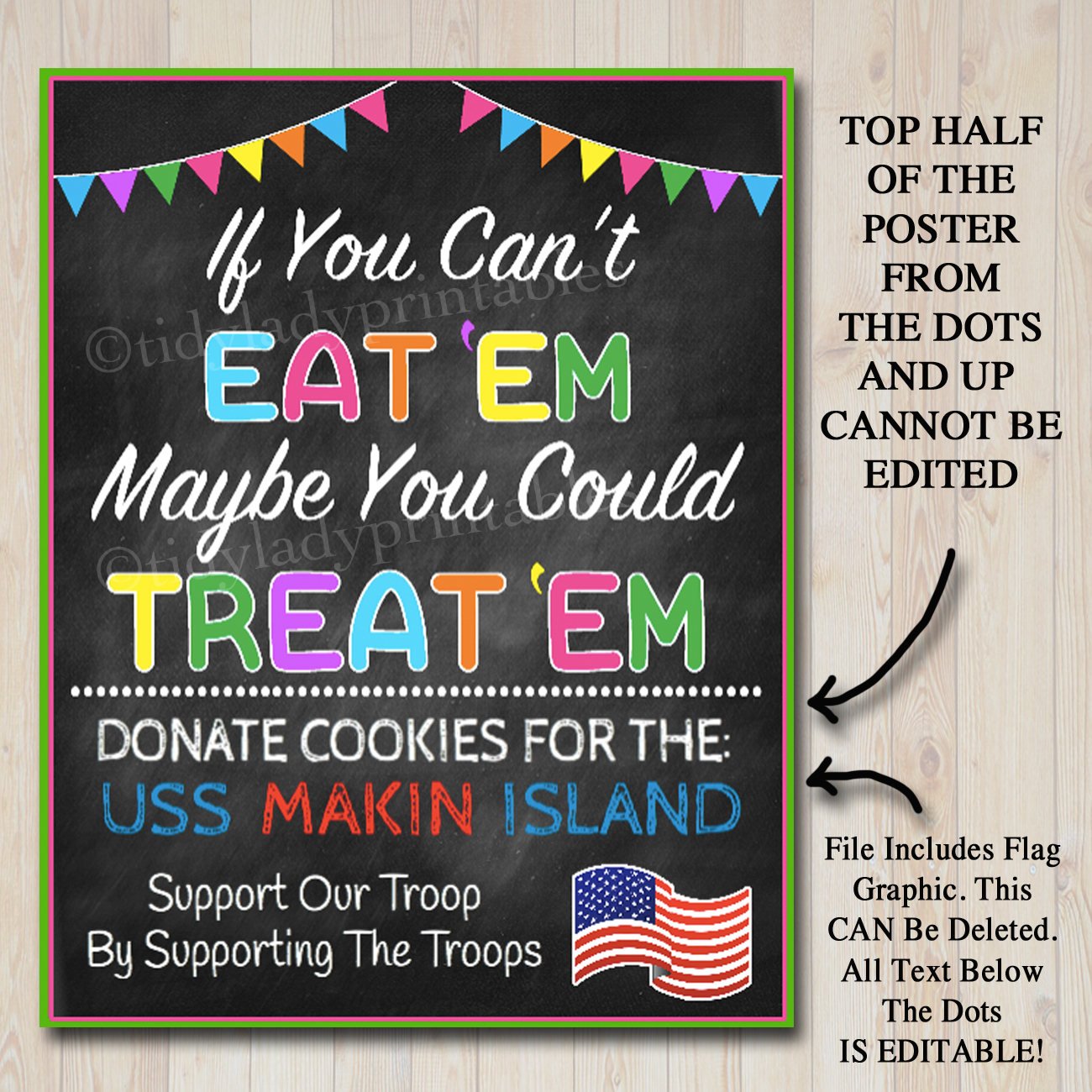 Fundraiser Cookie Booth Sign, If You Can't Eat Em' Treat Em, Donate ...