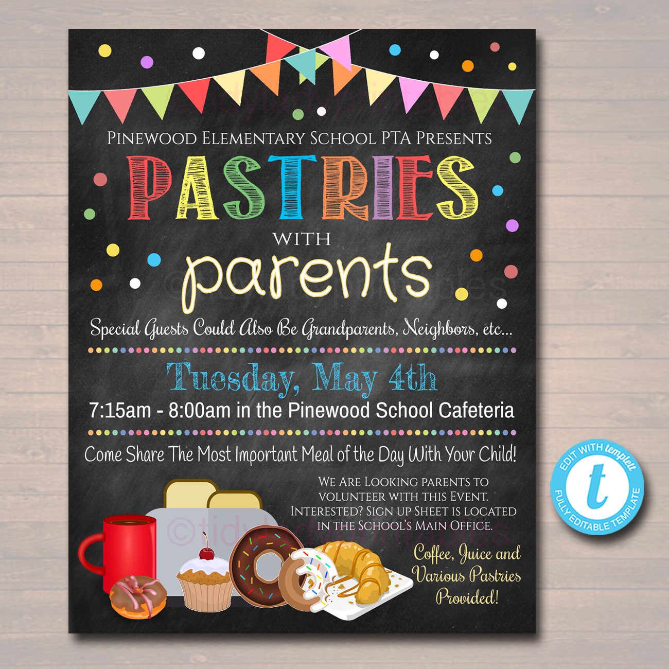 Pastries With Parents Event Invite - School Breakfast Parent ...
