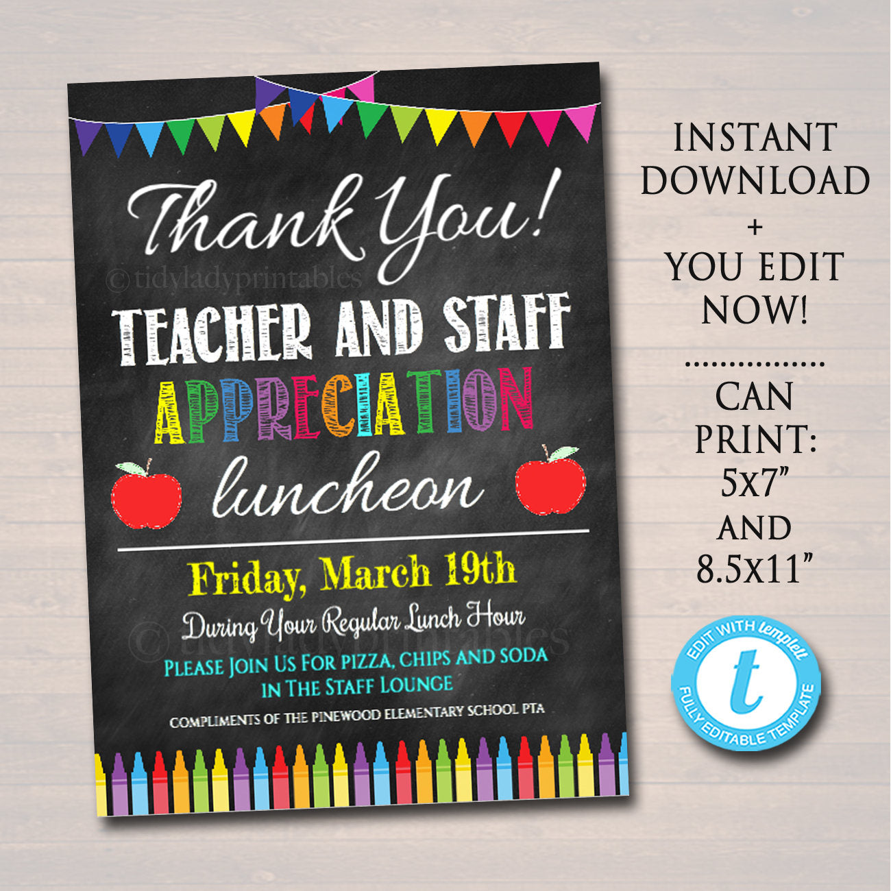 Teacher & Staff Appreciation Week Luncheon Invitation - Templett Shop