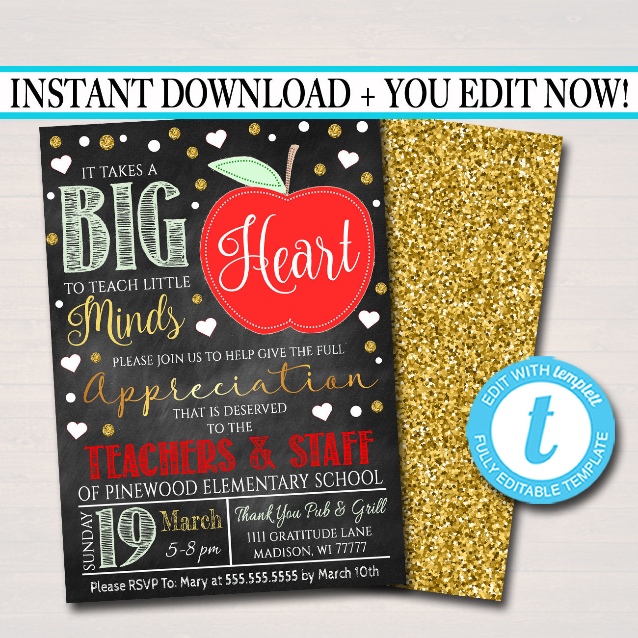 Teacher & Staff Appreciation Week Breakfast or Luncheon Invitation ...