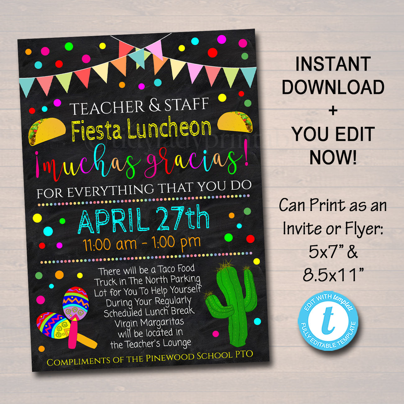 Fiesta Luncheon Invite Teacher Appreciation Week - Staff Flyer ...