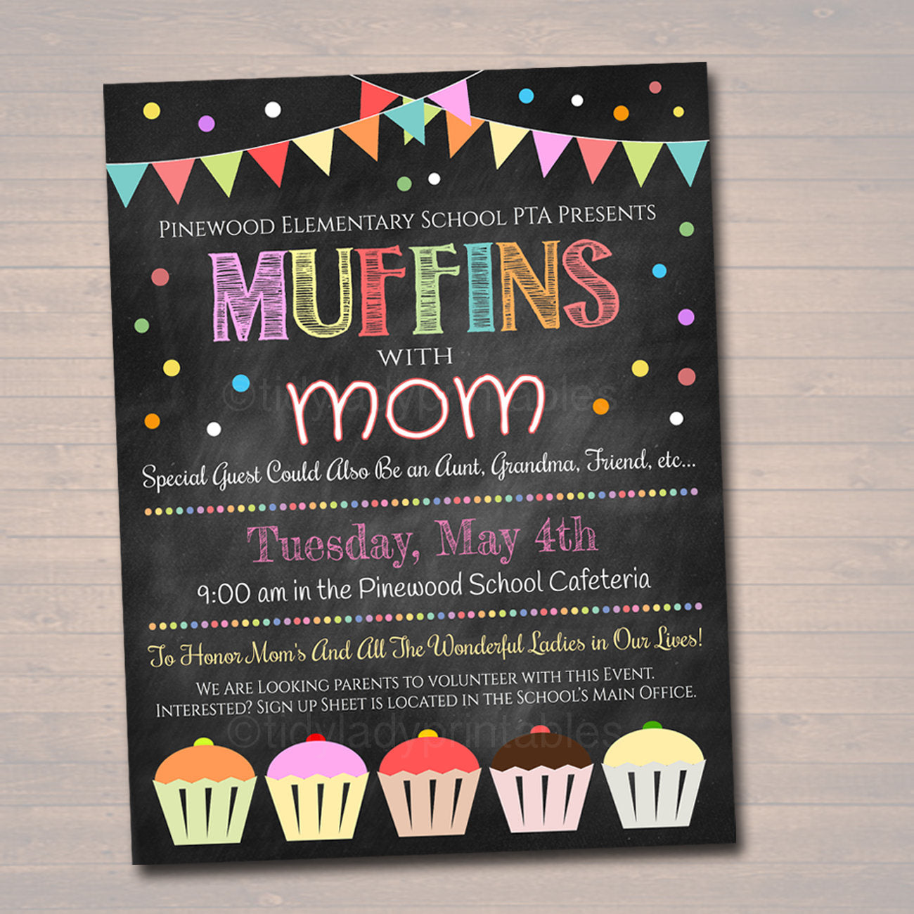Muffins With Mom Set - School Mom Appreciation Fundraiser Invitation ...
