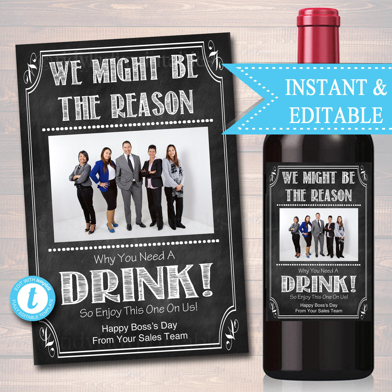 Employer Boss Wine Label Christmas Gift - Templett Shop