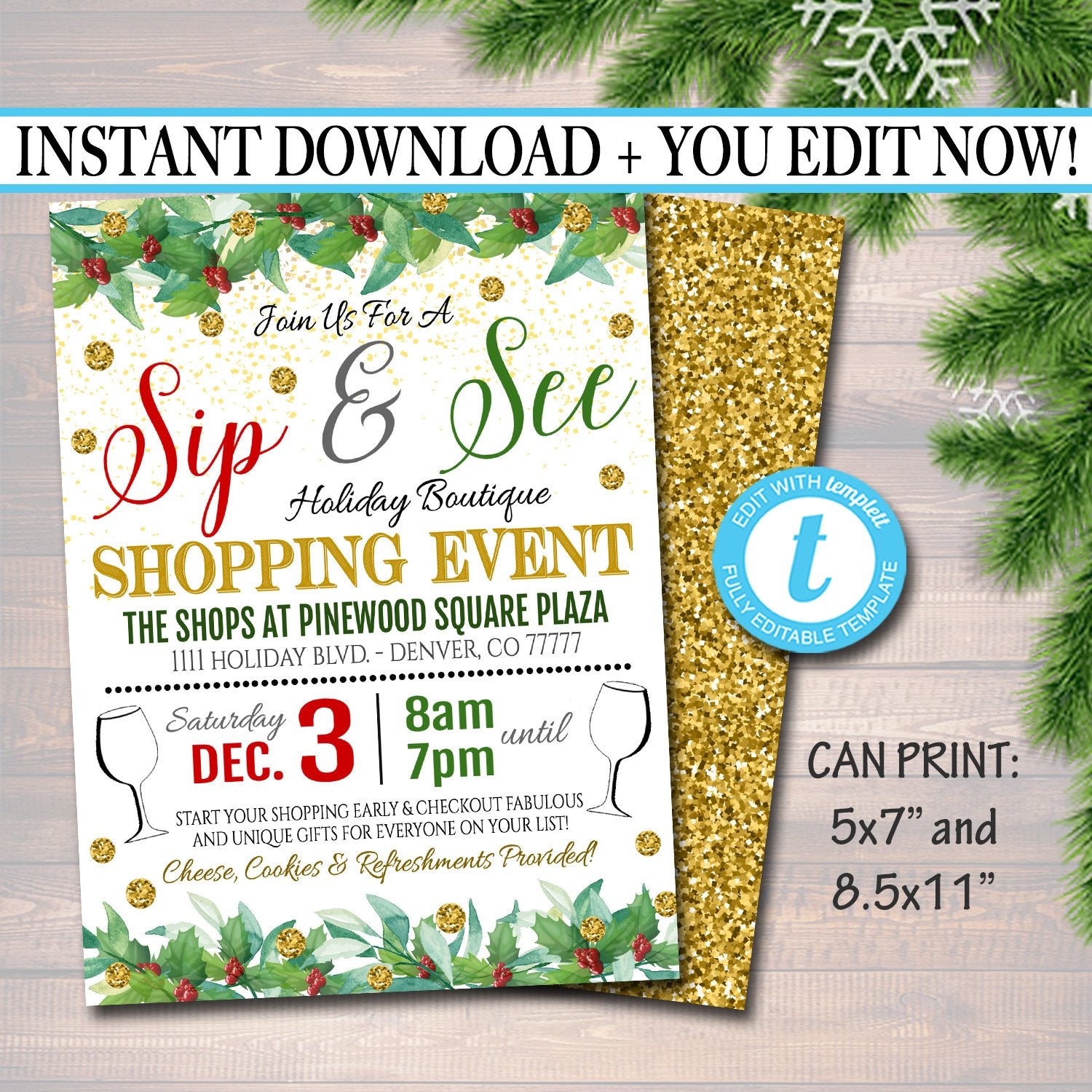 Holiday Shopping Invitation, Boutique Store Invitation - Templett Shop