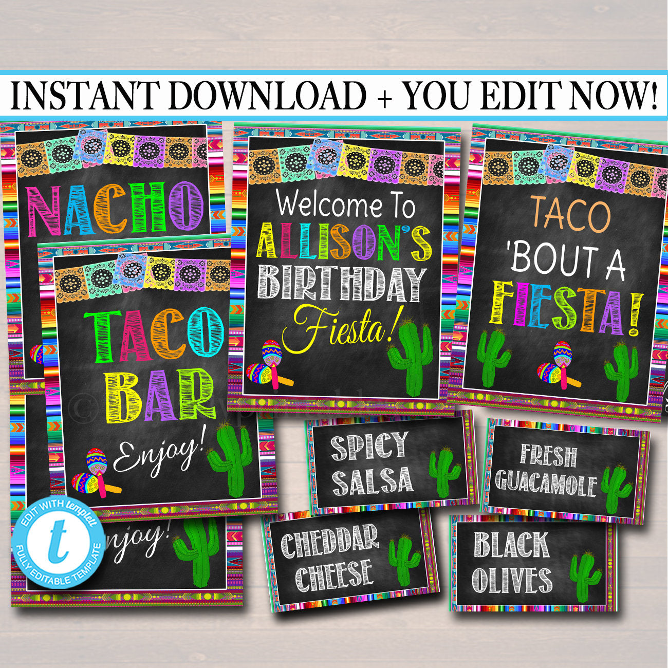 Fiesta Signs, Mexican Theme Party Decor - Templett Shop