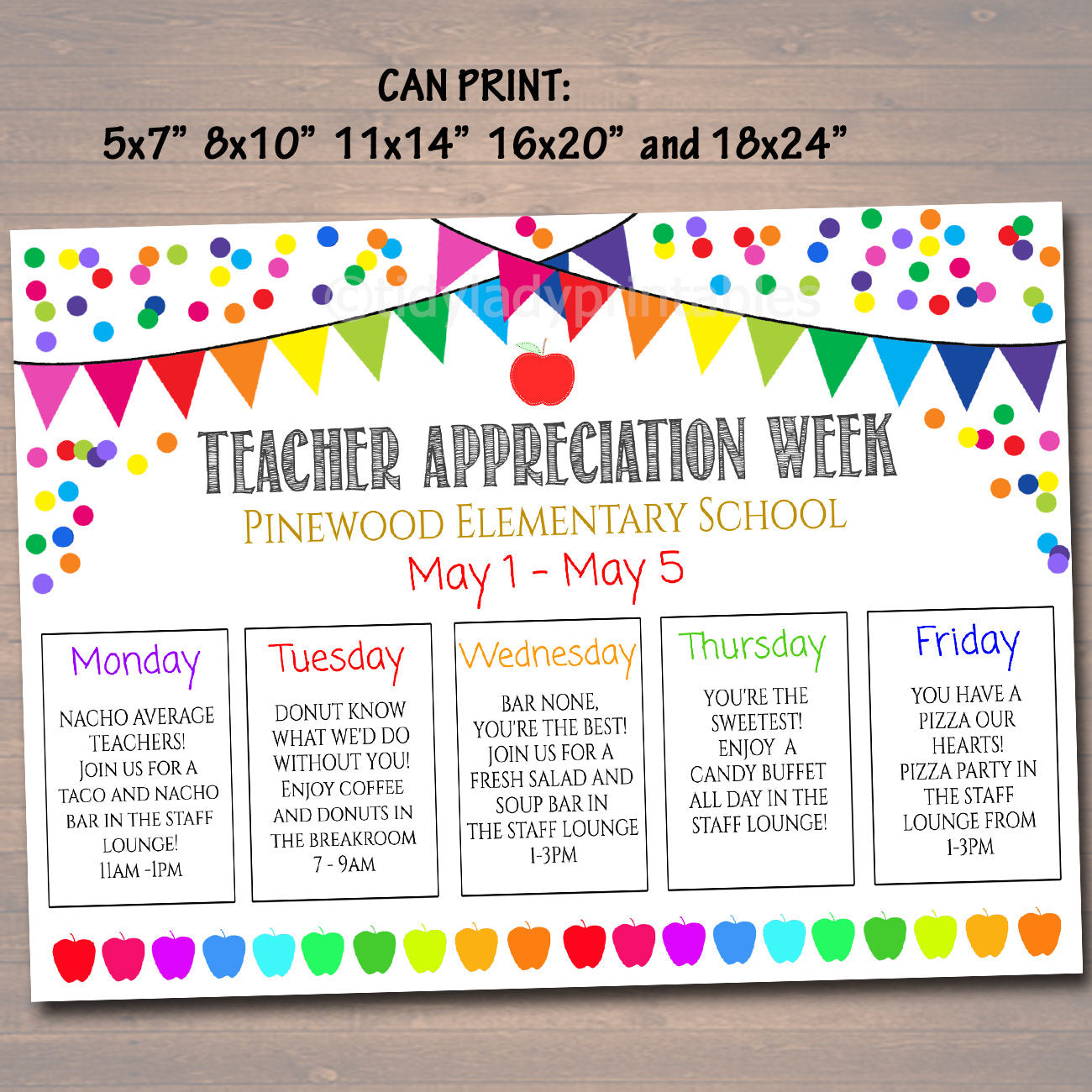 Teacher Appreciation Week Itinerary Poster - Templett Shop