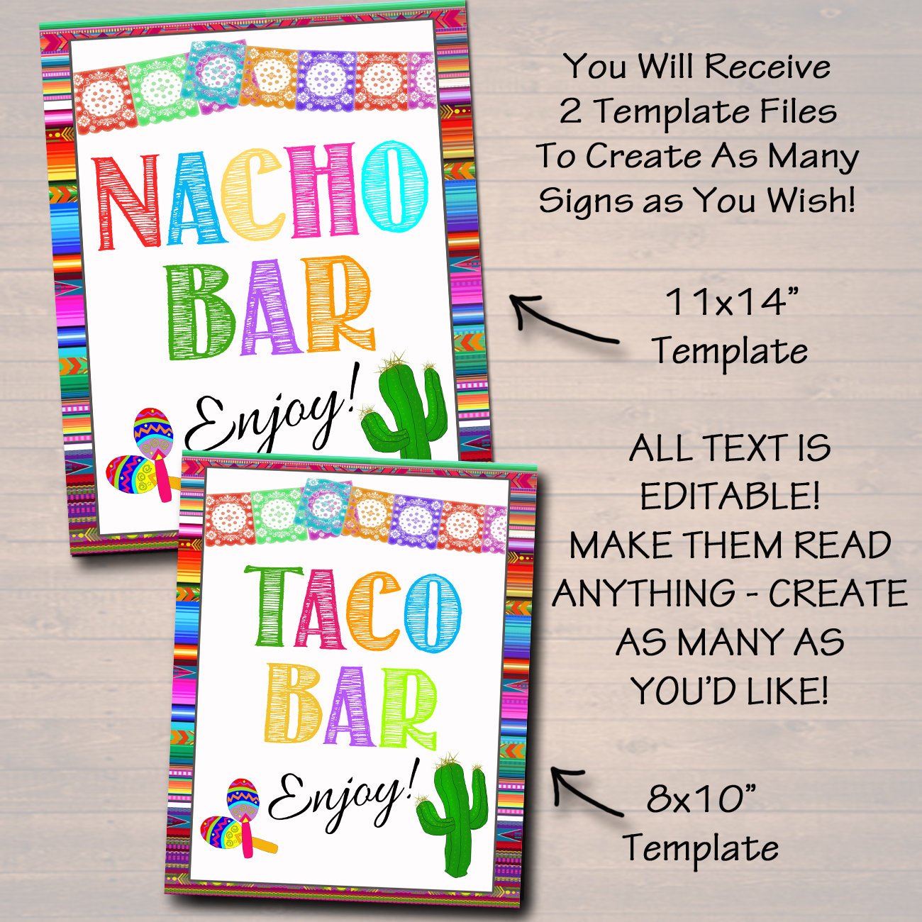 Fiesta Signs, Mexican Theme Party Decor - Templett Shop