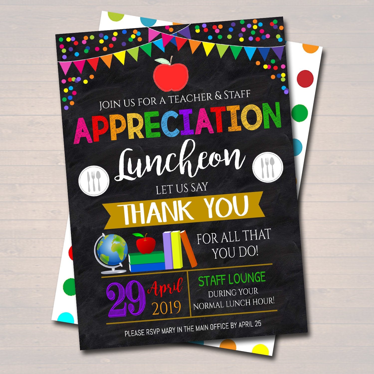 Teacher Appreciation Staff Luncheon Invitation - Templett Shop
