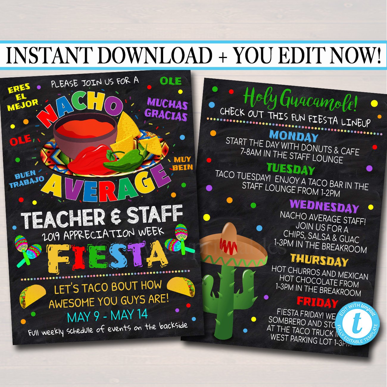 Fiesta Theme Nacho Average Teacher Appreciation Week Itinerary Invite ...