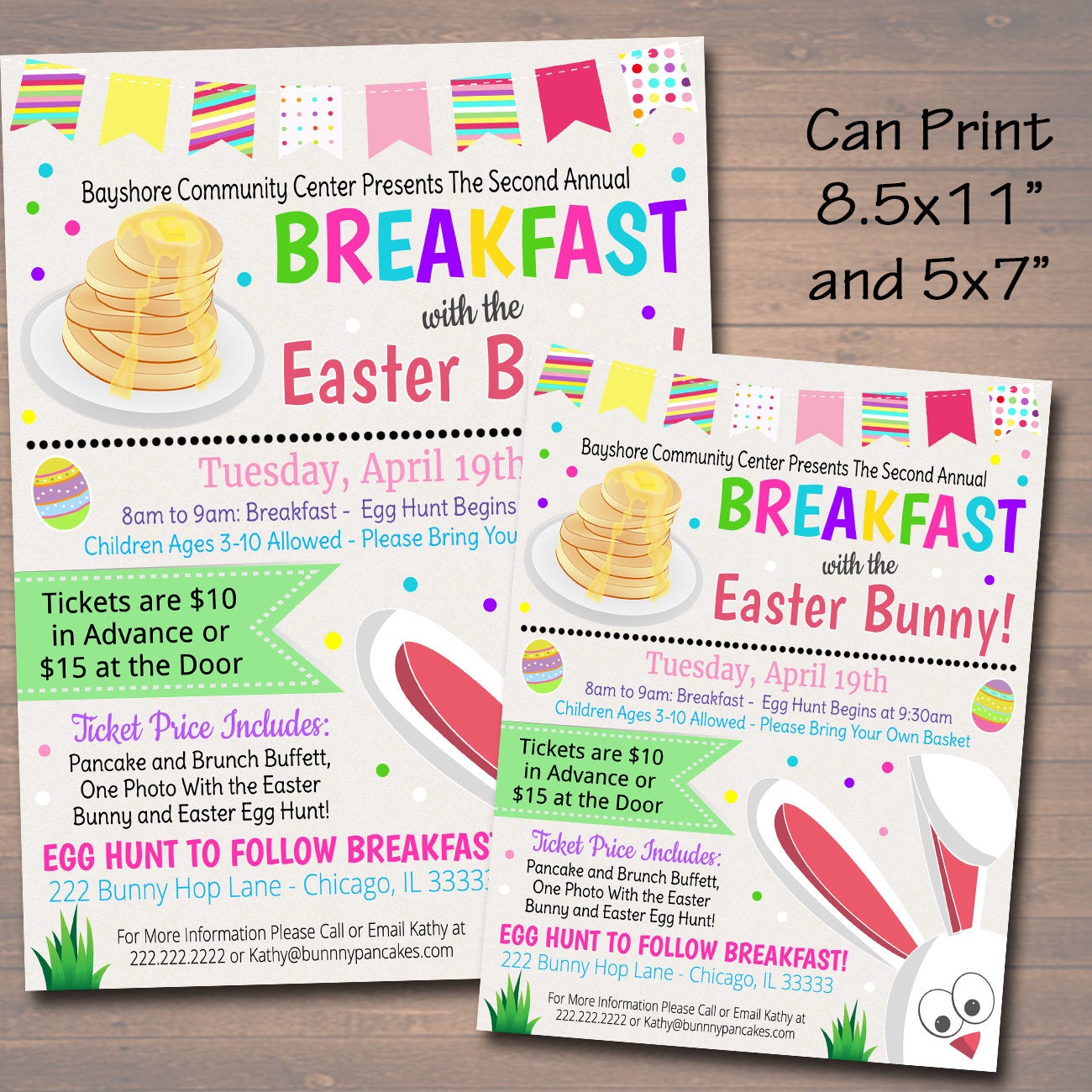 EDITABLE Easter Brunch Egg Hunt Flyer, Printable Invite Party ...