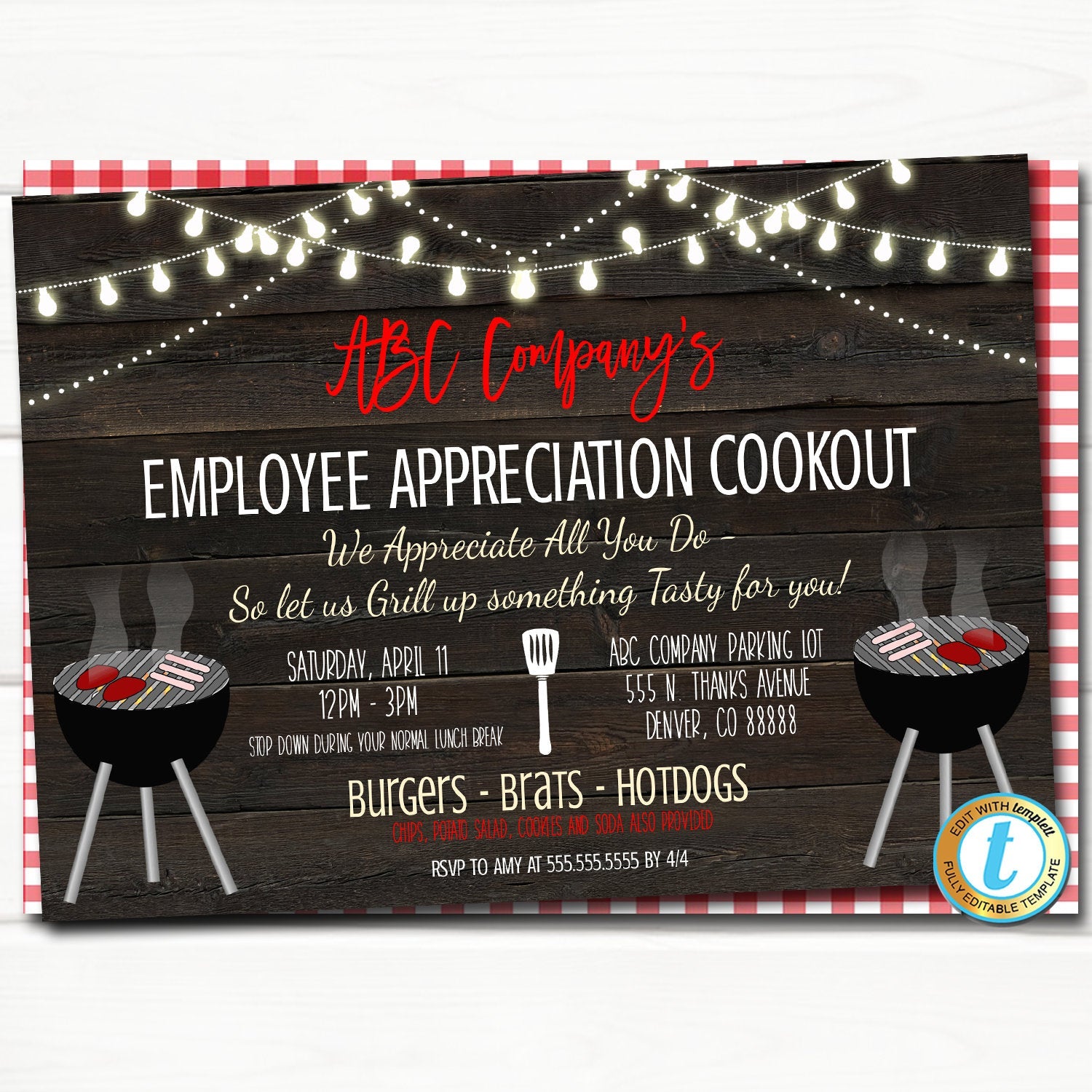 Employee Appreciation BBQ Party Invitation - Templett Shop