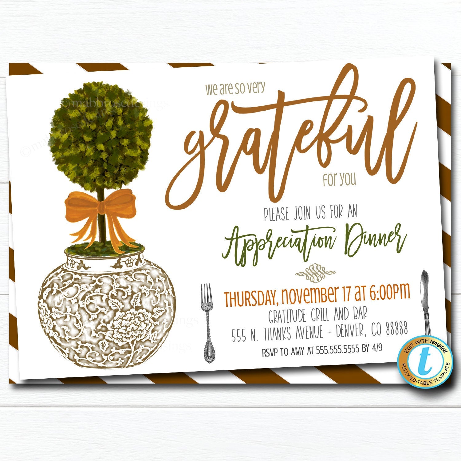 Fall Grateful For You Appreciation Invitation - Templett Shop