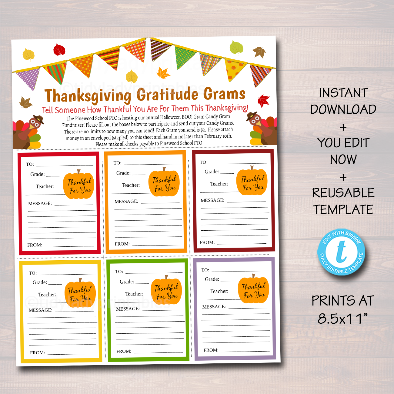 Thanksgiving Candy Gram Flyer - Templett Shop