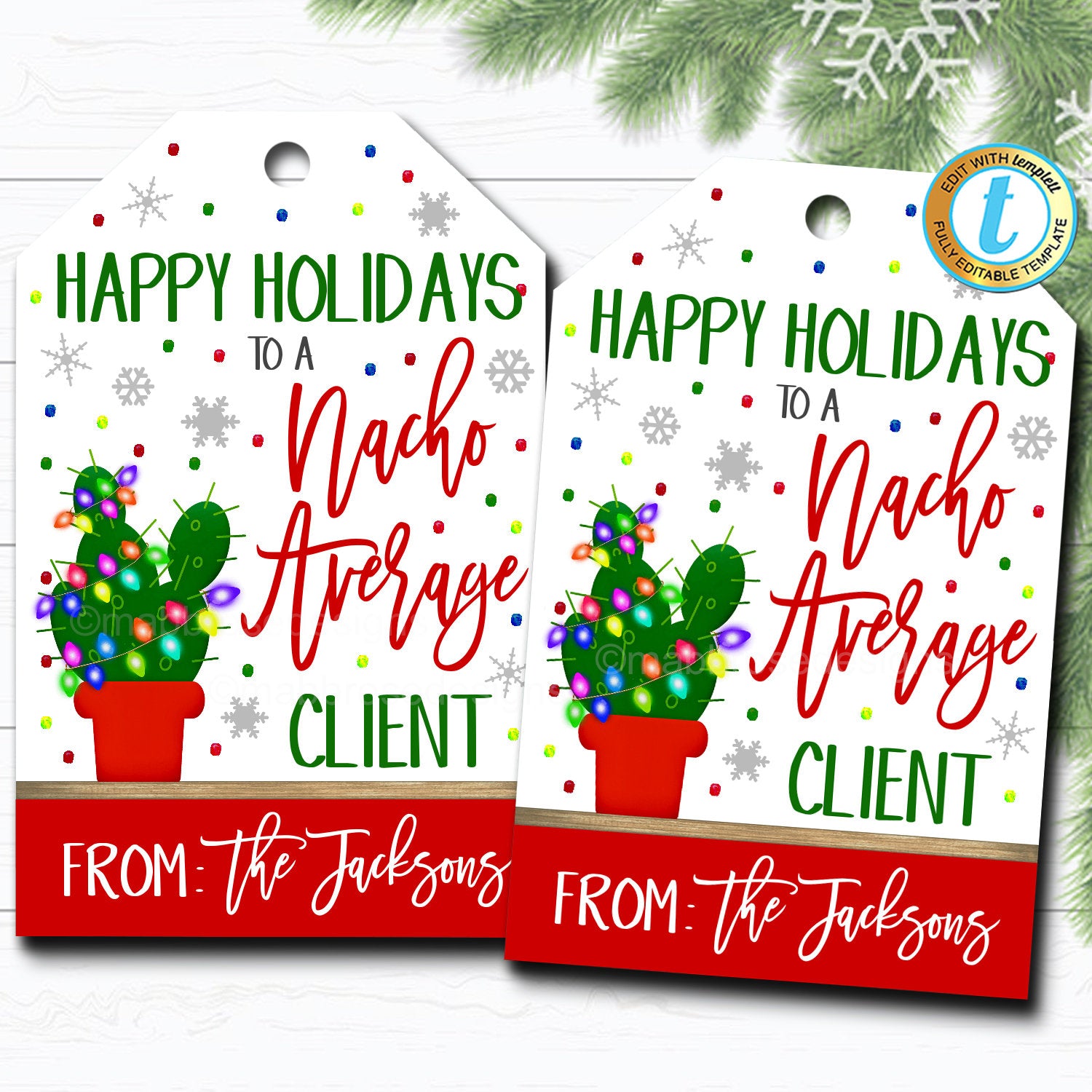 Christmas Gift Tags, Nacho Average Holiday Fiesta Gift Label - Templett ...