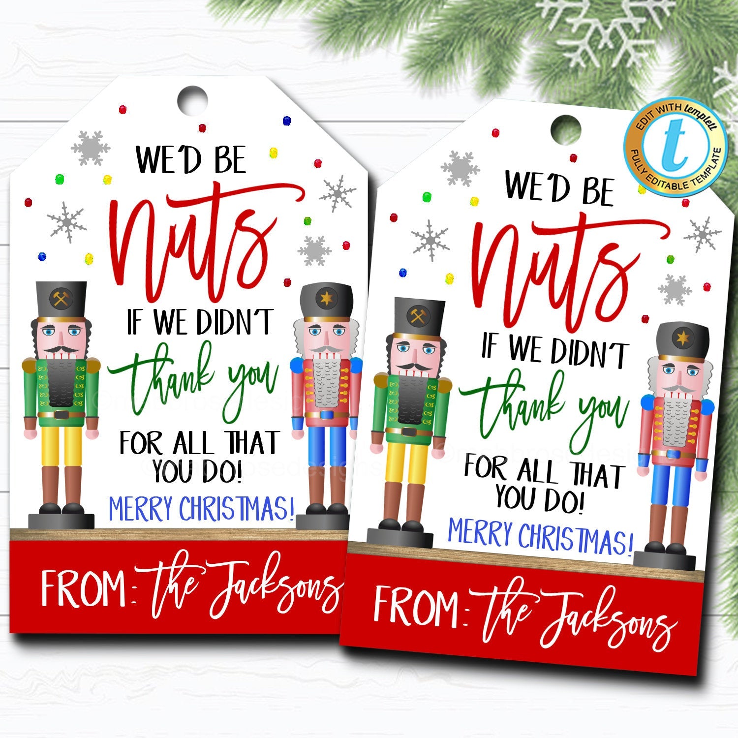 Christmas Nutcracker Gift Tags - Templett Shop