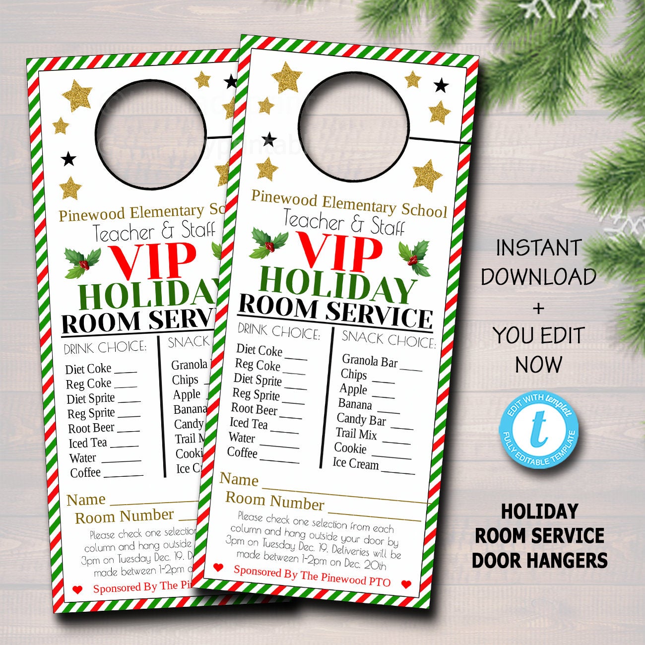 Holiday Room Service Door Hanger - Staff Appreciation - Templett Shop