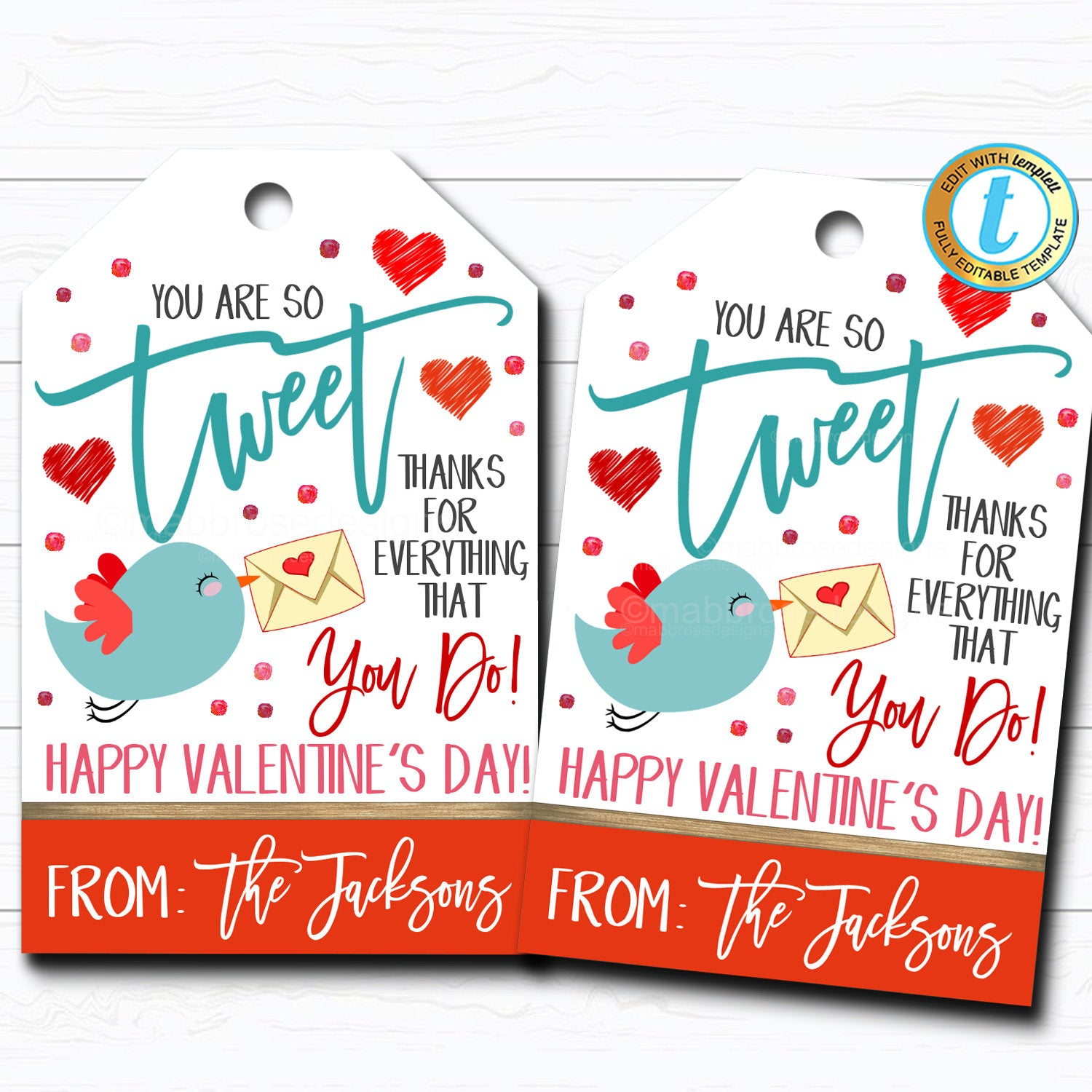 Valentines Gift Tags, You're So Tweet, Bird Appreciation Teacher ...