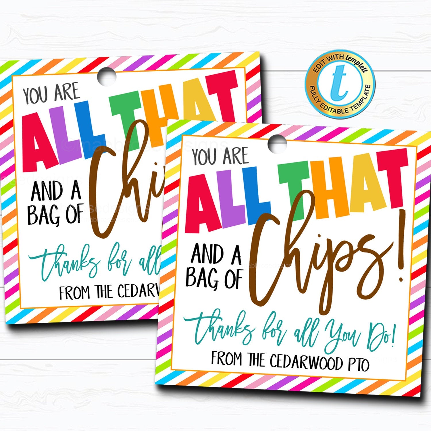 Chips Gift Tag - Teacher Staff Employee Appreciation Week Gift ...