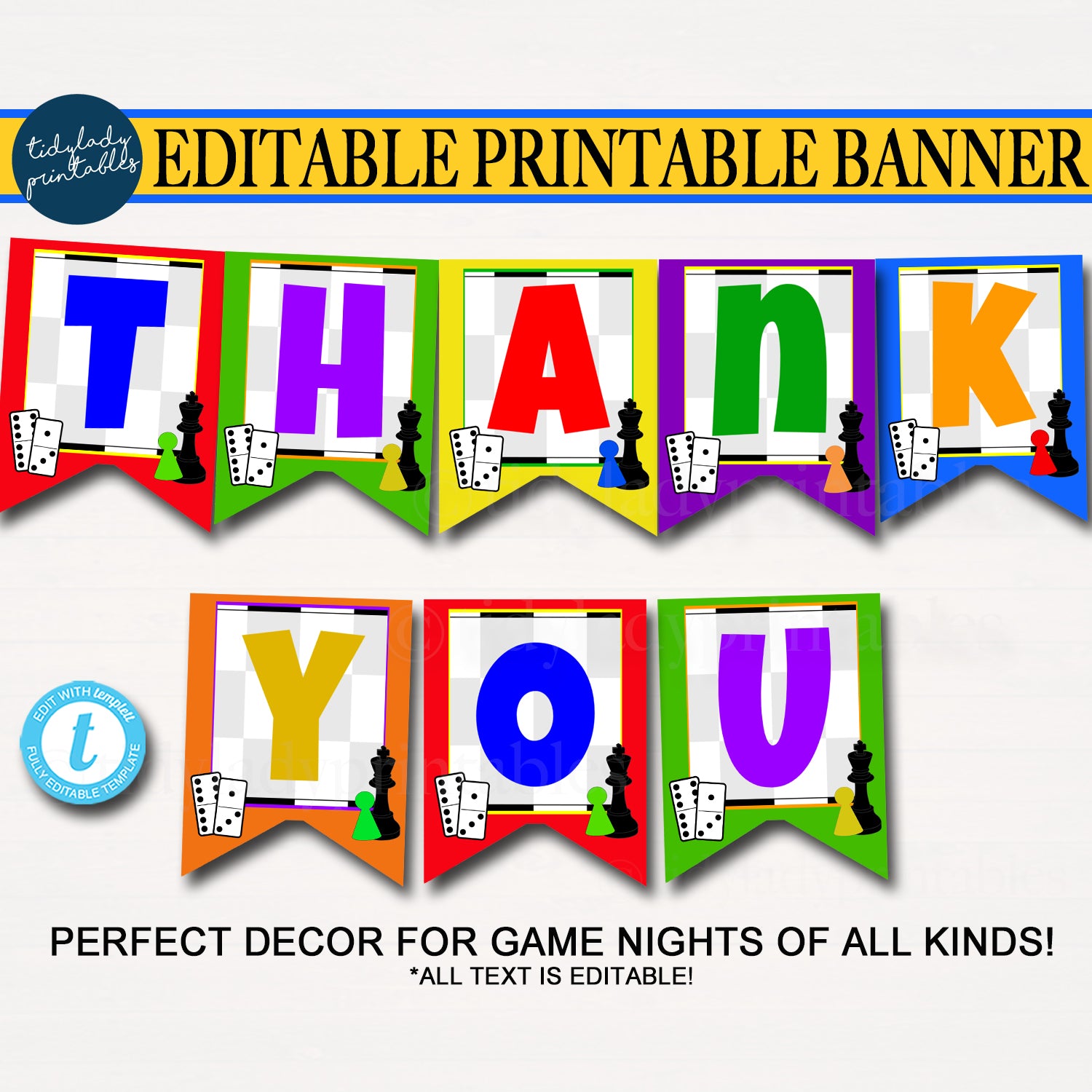 Board Games Game Night Theme Bunting Banner - Templett Shop