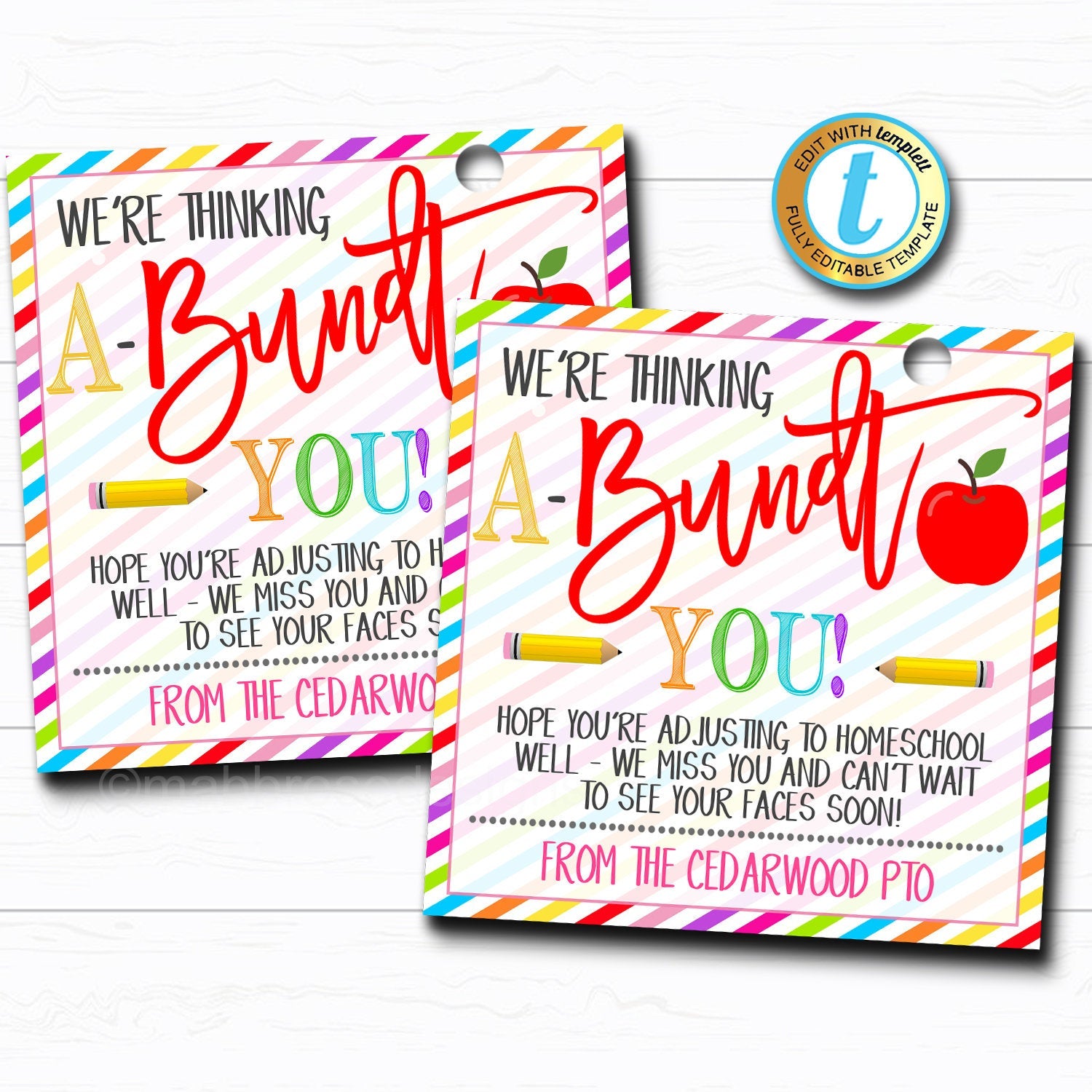 Teacher Bundt Cake Gift Tag, Homeschool Stay at Home Teacher - Templett ...