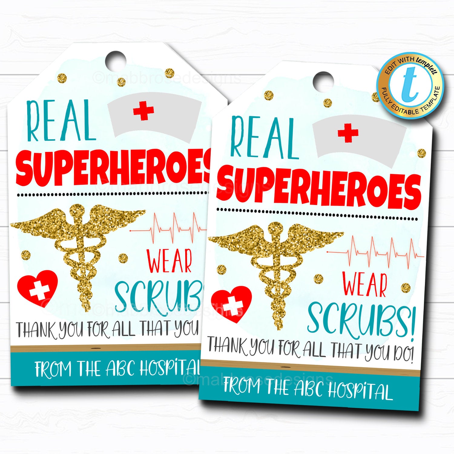 Nurse Appreciation Gift Tag - Thank You Frontline Workers - Templett Shop