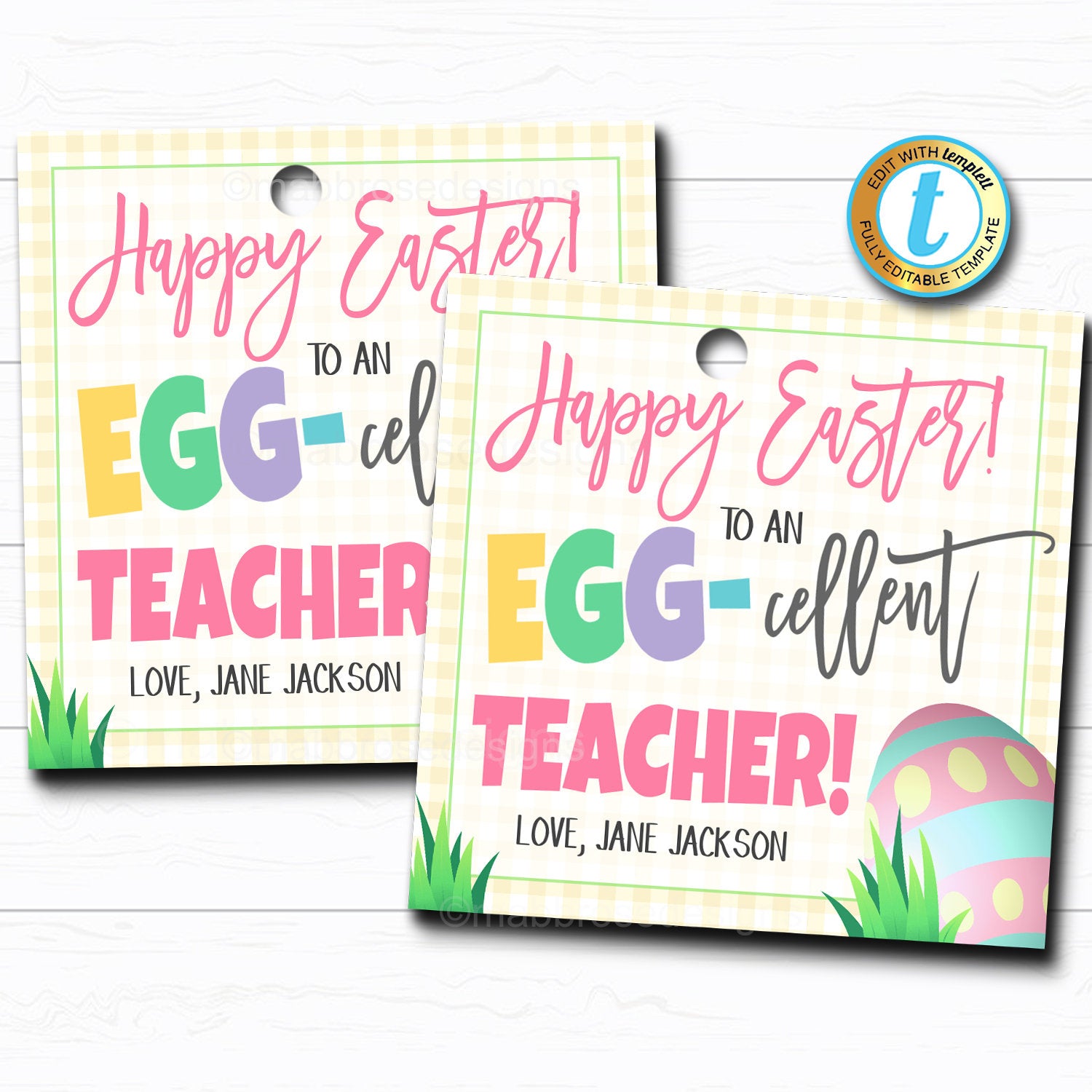 Easter Teacher Gift Tags, Teacher Appreciation Week - Templett Shop