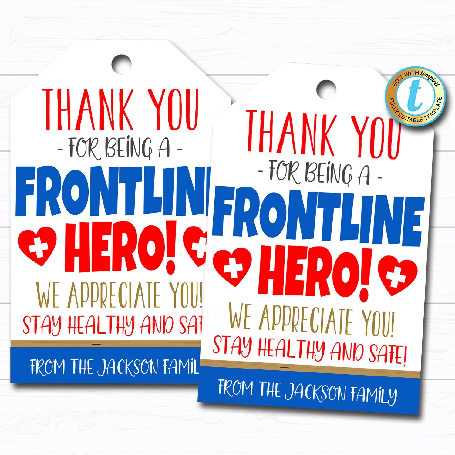 Frontline Workers Appreciation Gift Tag - Templett Shop