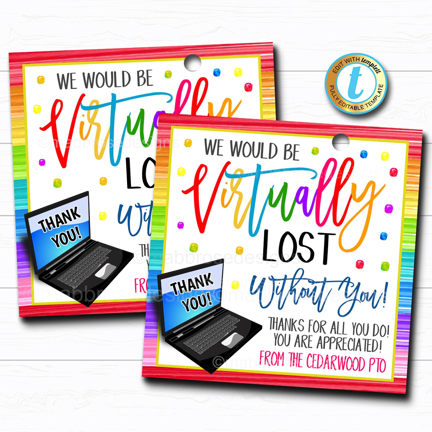 Virtual Appreciation Week Gift Tag - Templett Shop