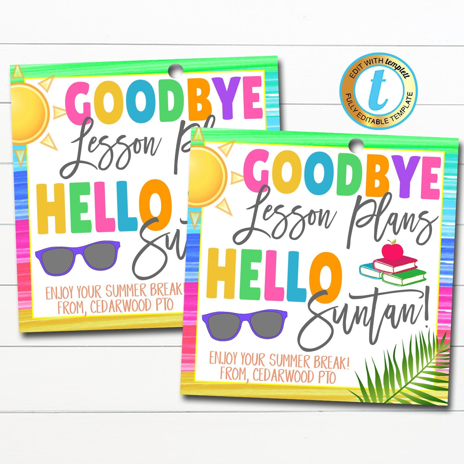 Teacher Thank You Tag, Summer Break Gift Tag - Templett Shop