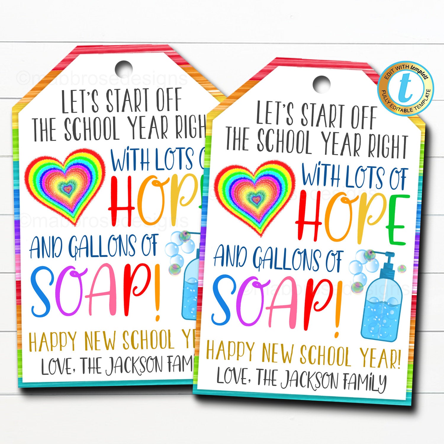 Back To School Soap Gift Tag - Lots Of Hope & Gallons Of Soap ...