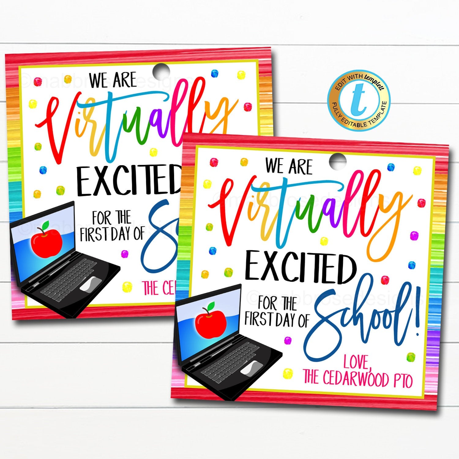 Virtual Back To School Teacher Gift tag - Templett Shop