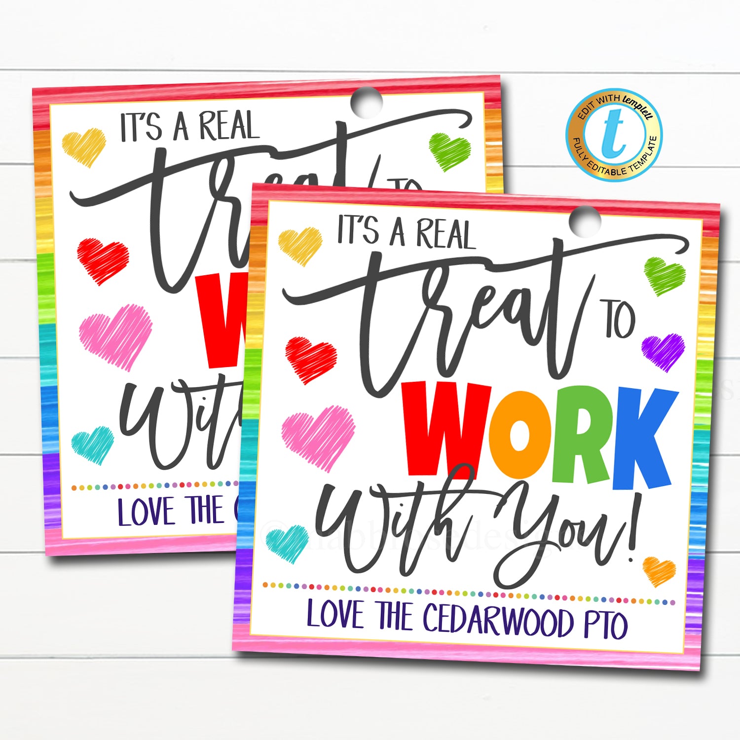Coworker Gift Tags, It's a Real Treat to Work With You - Templett Shop