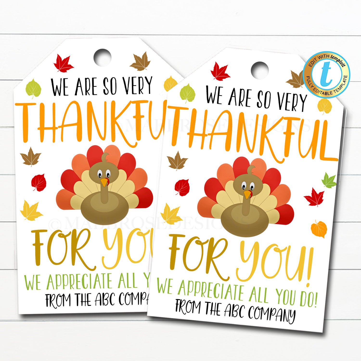 Thankful for You Fall Gift Tag - Templett Shop