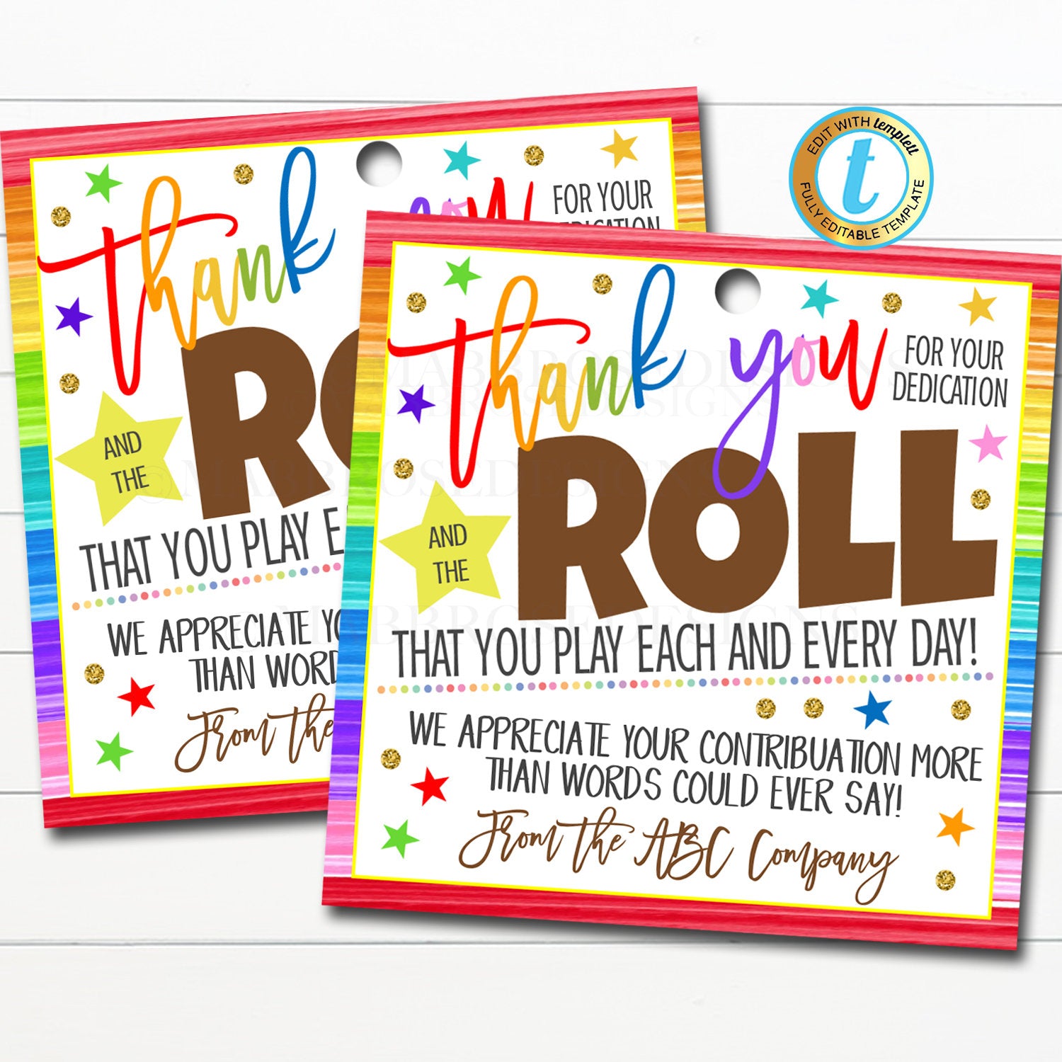 Thank You Gift Tags - Appreciation Week - Templett Shop