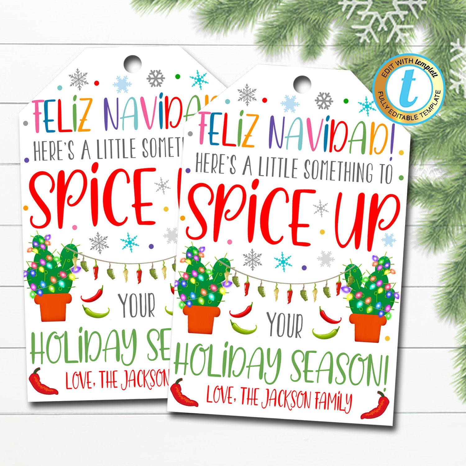 Christmas Gift Tags, Nacho Average Holiday - Templett Shop