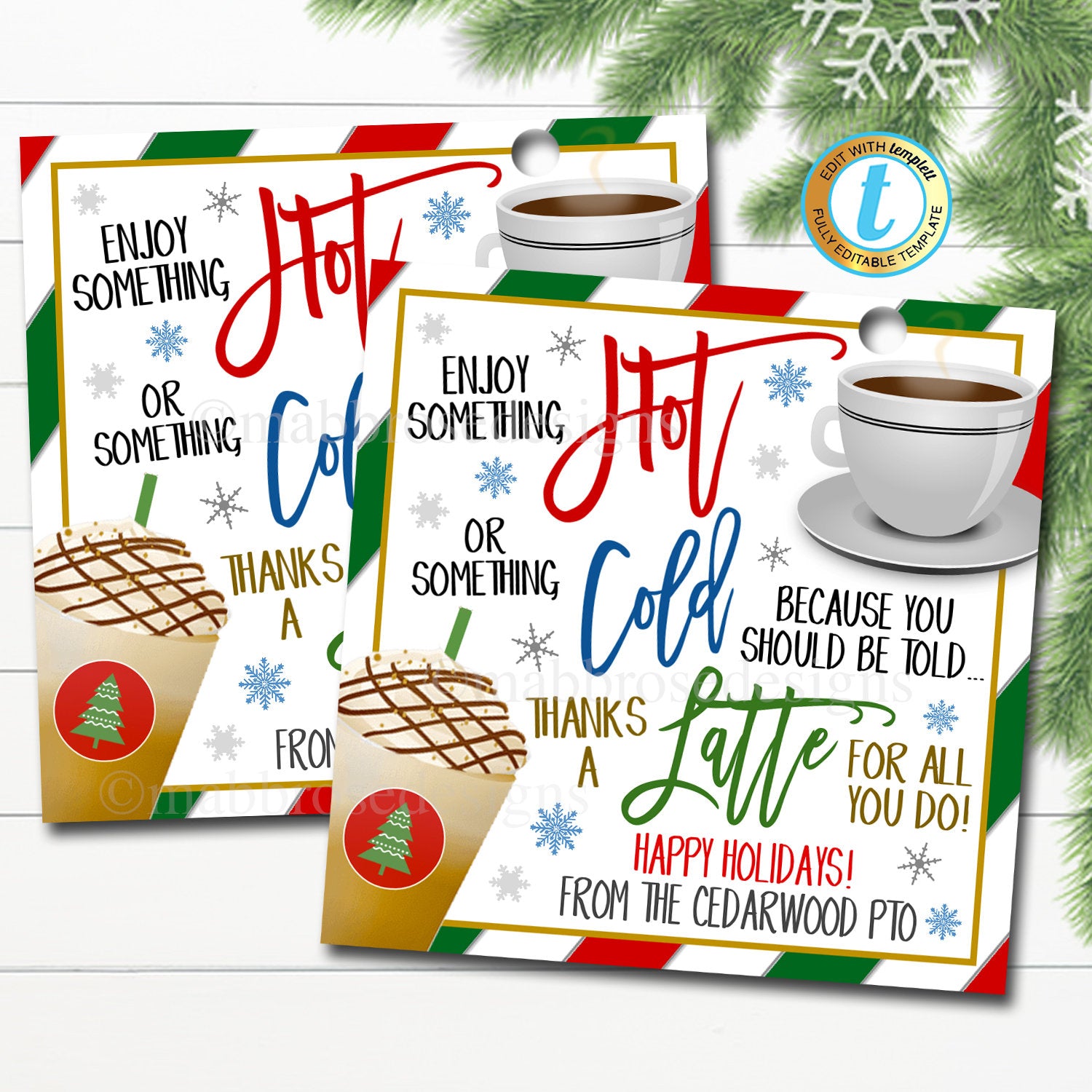Thanks a Latte for all You Do Gift Tag - Templett Shop