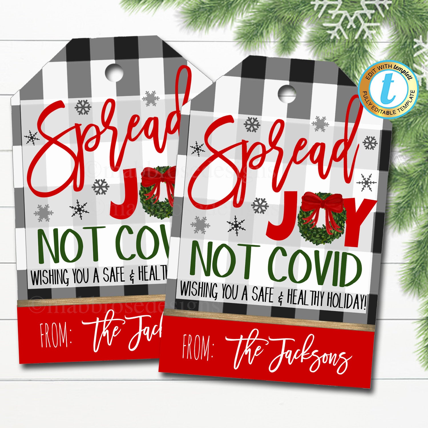 2020 Christmas Gift Tags, Soap Hand Sanitizer Label - Templett Shop