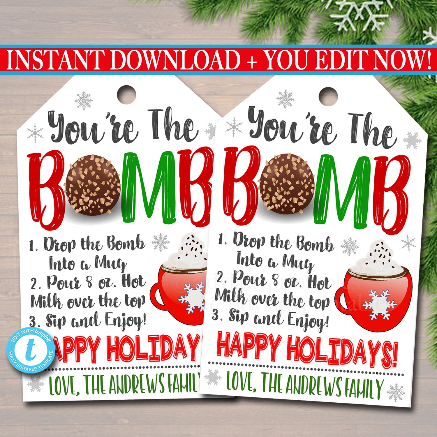 Christmas Gift Tag, Teacher Staff Holiday Appreciation - Templett Shop