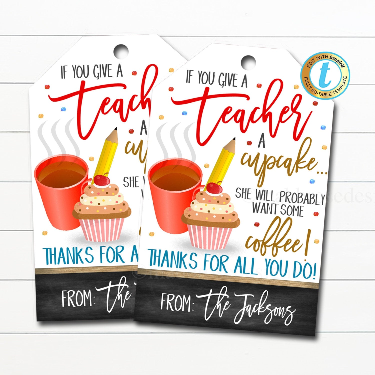Teacher Gift Tags, Teacher Appreciation Cookie Thank You Label ...