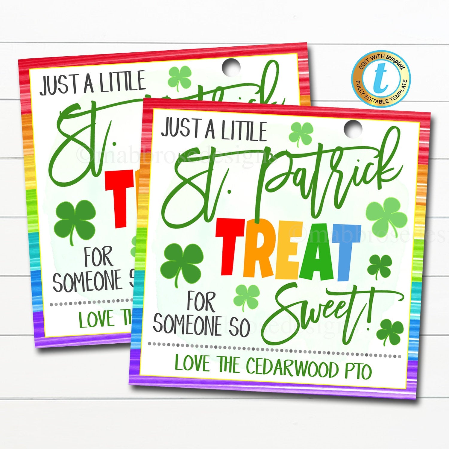 St. Patrick's Day Gift Tags, Appreciation Gift Tag - Templett Shop