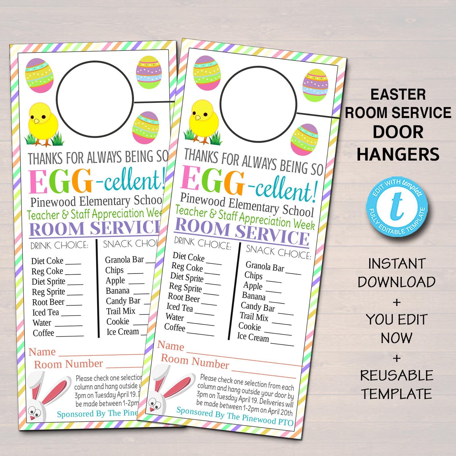 Easter Room Service Door Hanger, Teacher and Staff Appreciation ...