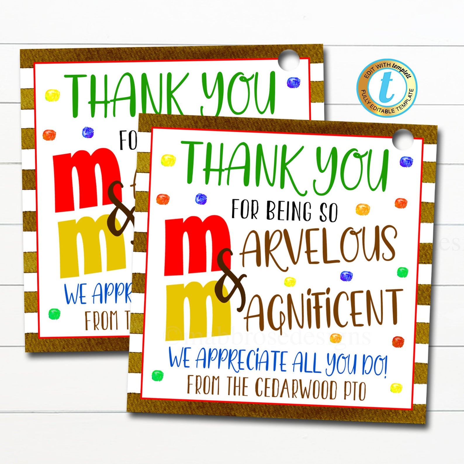 Appreciation Gift Tag, Thanks for Being Magnificent & Marvelous ...