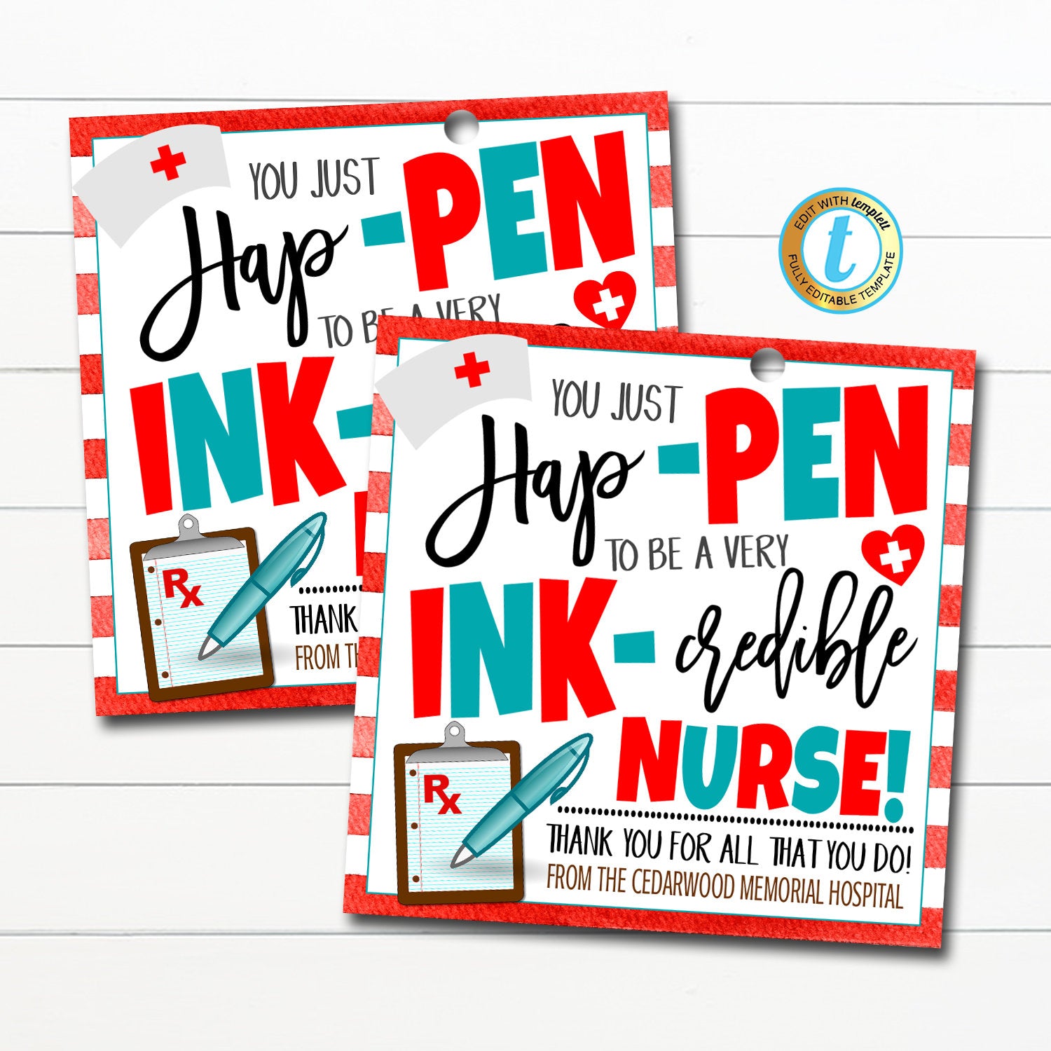 Nurse Appreciation Pen Gift Tag - Templett Shop