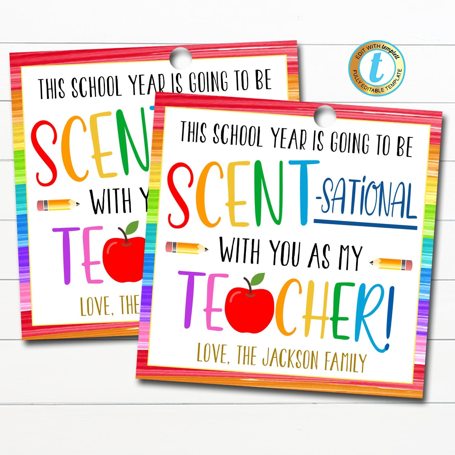 Teacher First Day Of School Gift Tag - Templett Shop