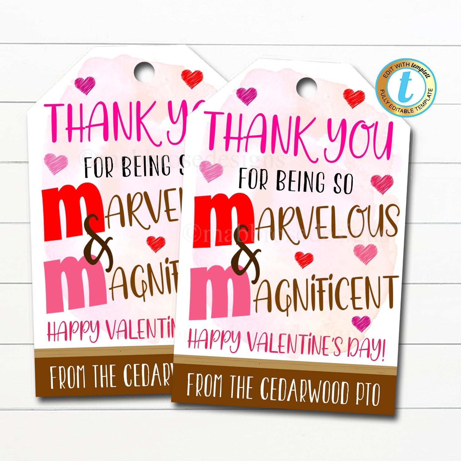 Valentine Appreciation Gift Tag - Templett Shop
