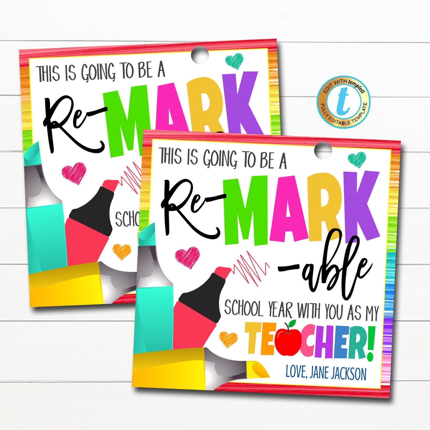 Teacher First Day Of School Gift Tag - Templett Shop