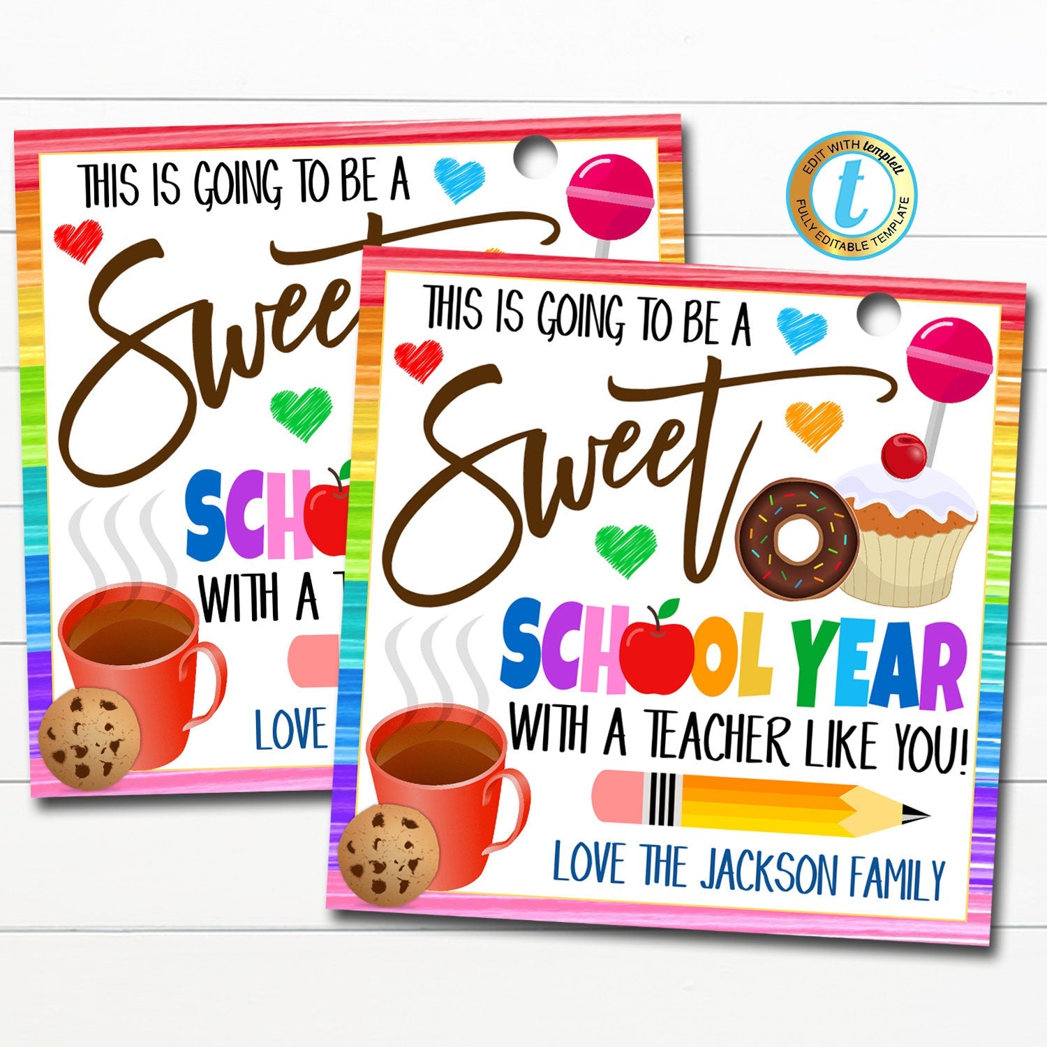 Teacher First Day Of School Gift Tag - Templett Shop