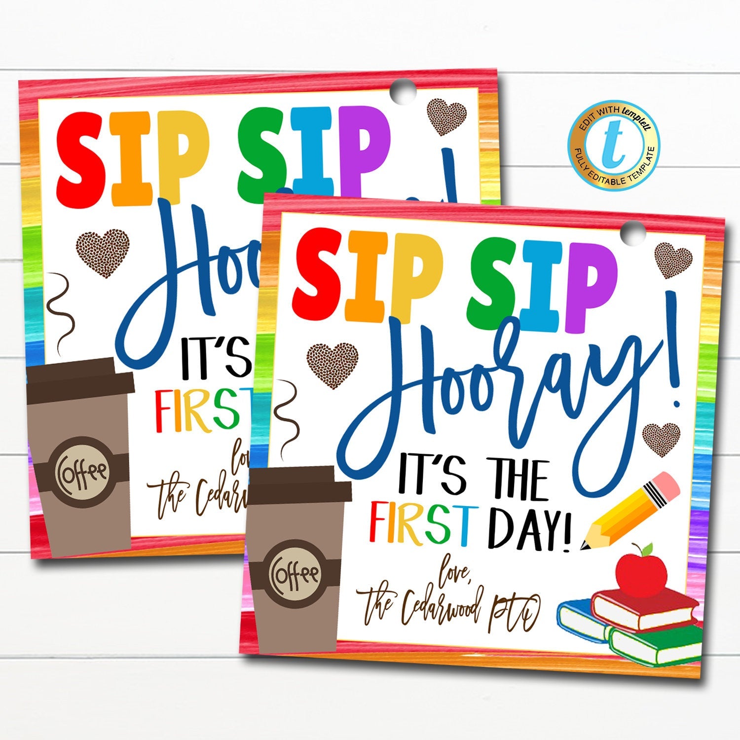 Sip Sip Hooray It's the First Day, Back To School Teacher Coffee Gift ...