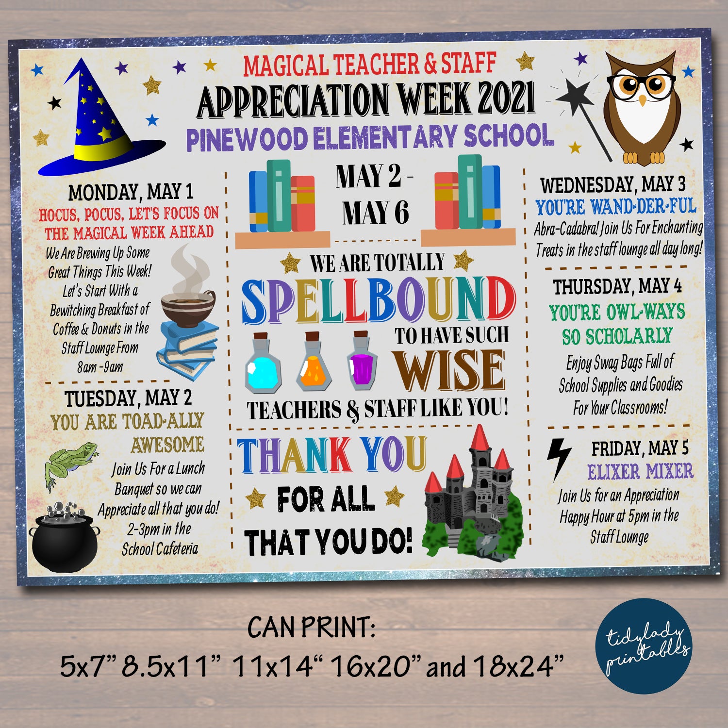 Magic Wizard Theme Teacher Appreciation Week Itinerary Poster ...