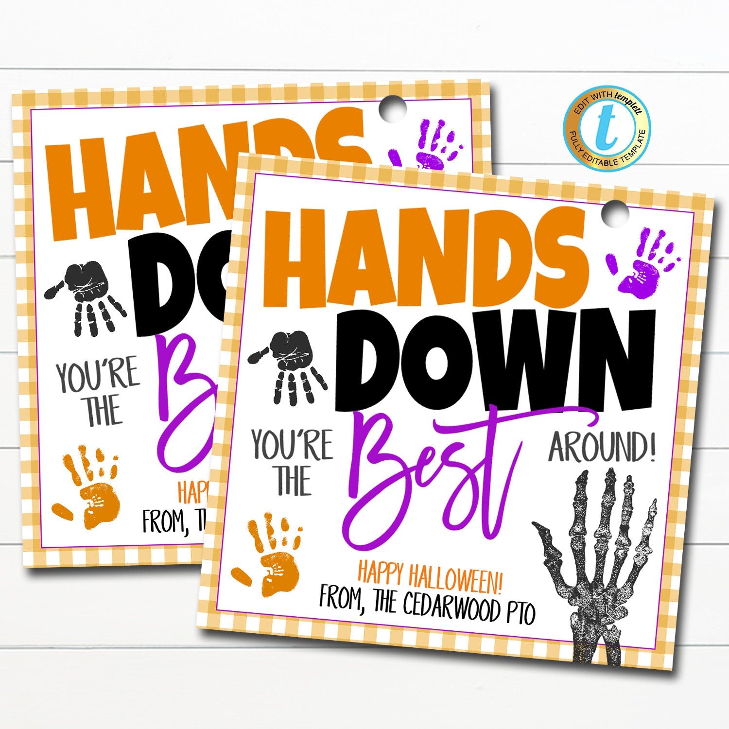 Halloween Soap Gift Tags, Hands Down You're the Best Around - Templett Shop